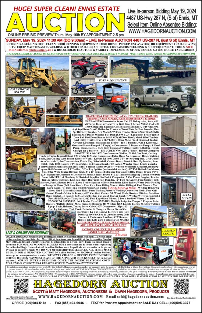 UPCOMING MONTANA AUCTIONS – scroll down for auction flyers & online ...